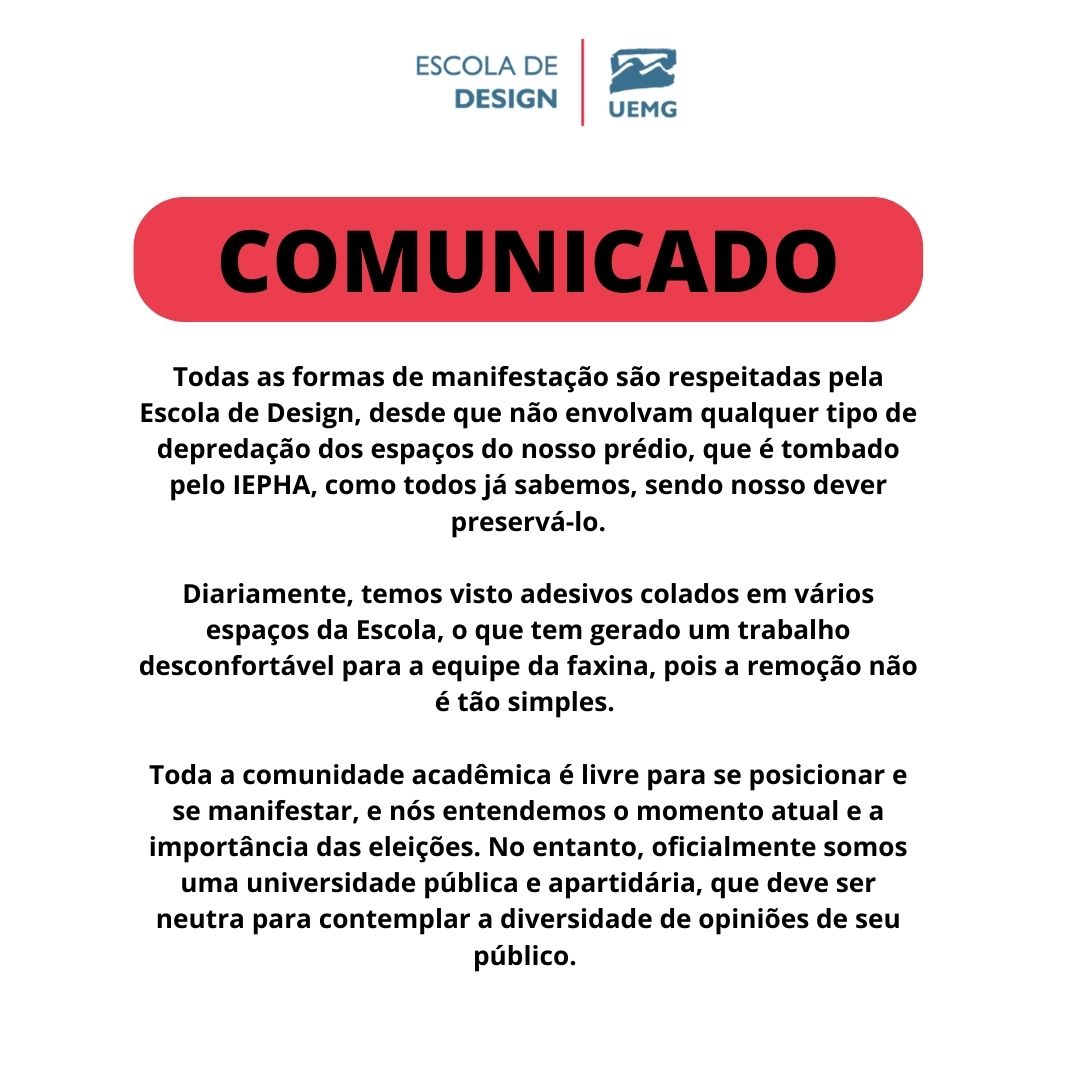 COMUNICADO ESCOLA DE DESIGN | Escola de Design